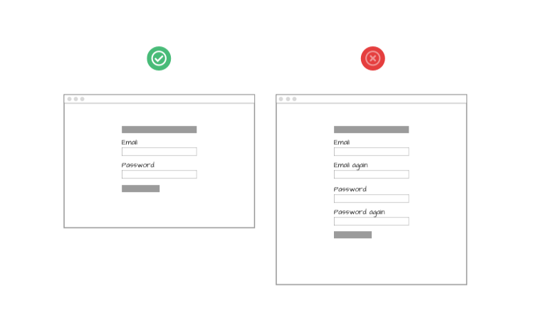 Leave out those “Again” fields | Landingfolio