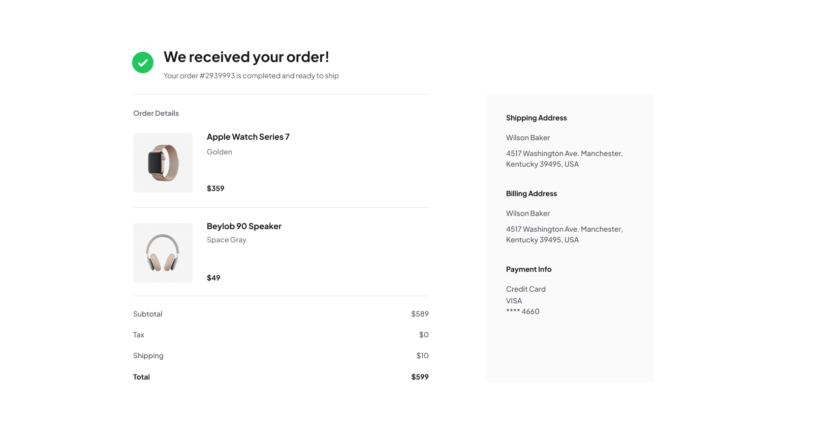 Figma Order Confirmation Components | Figcomponents