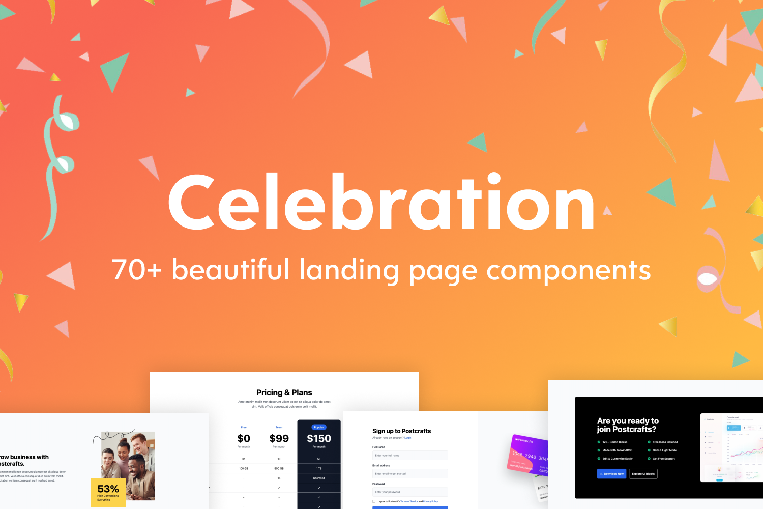 Celebration UI Kit for Tailwind CSS | Landingfolio